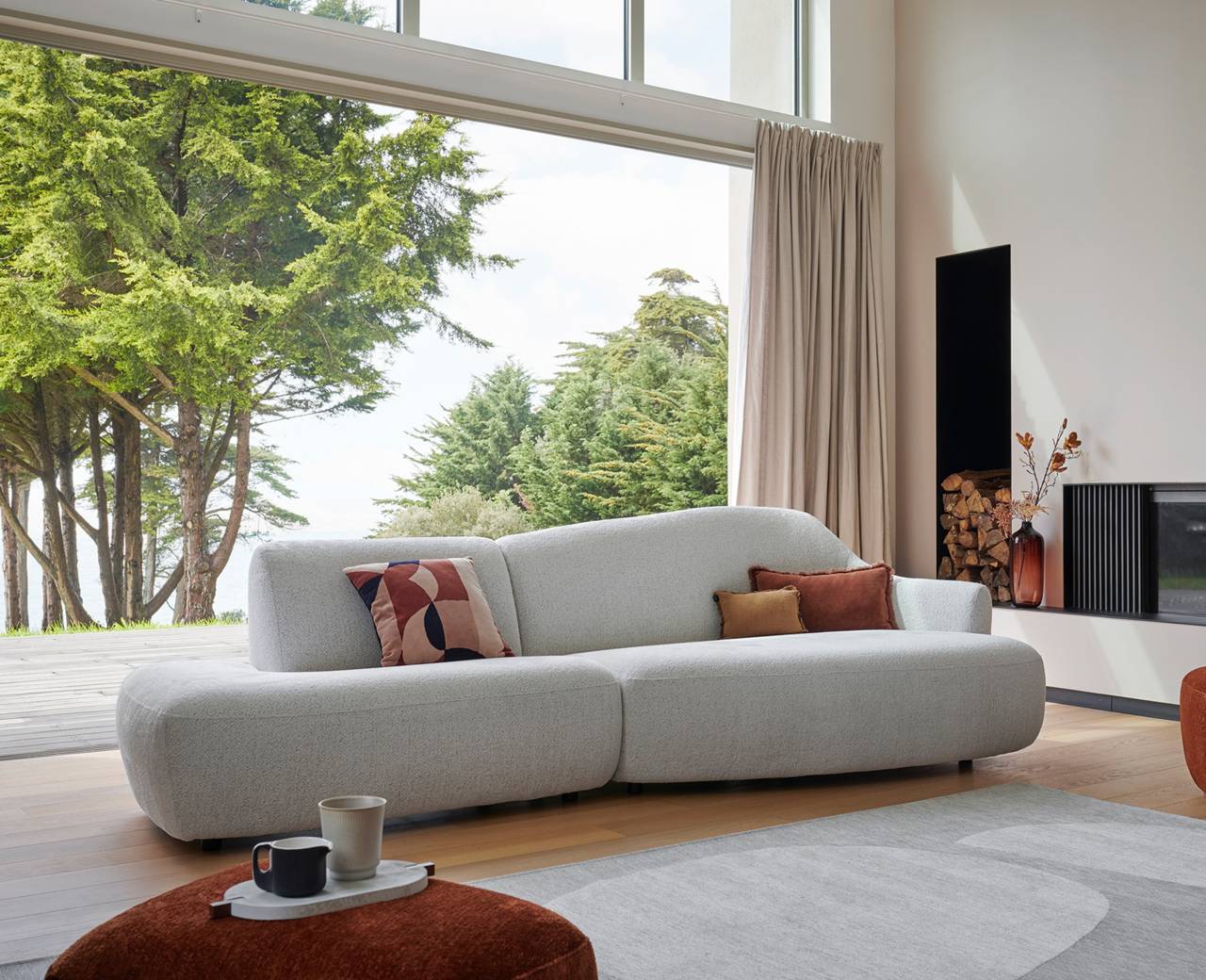 Oasis asymmetrical cocooning 3-seater straight sofa | Gautier Furniture